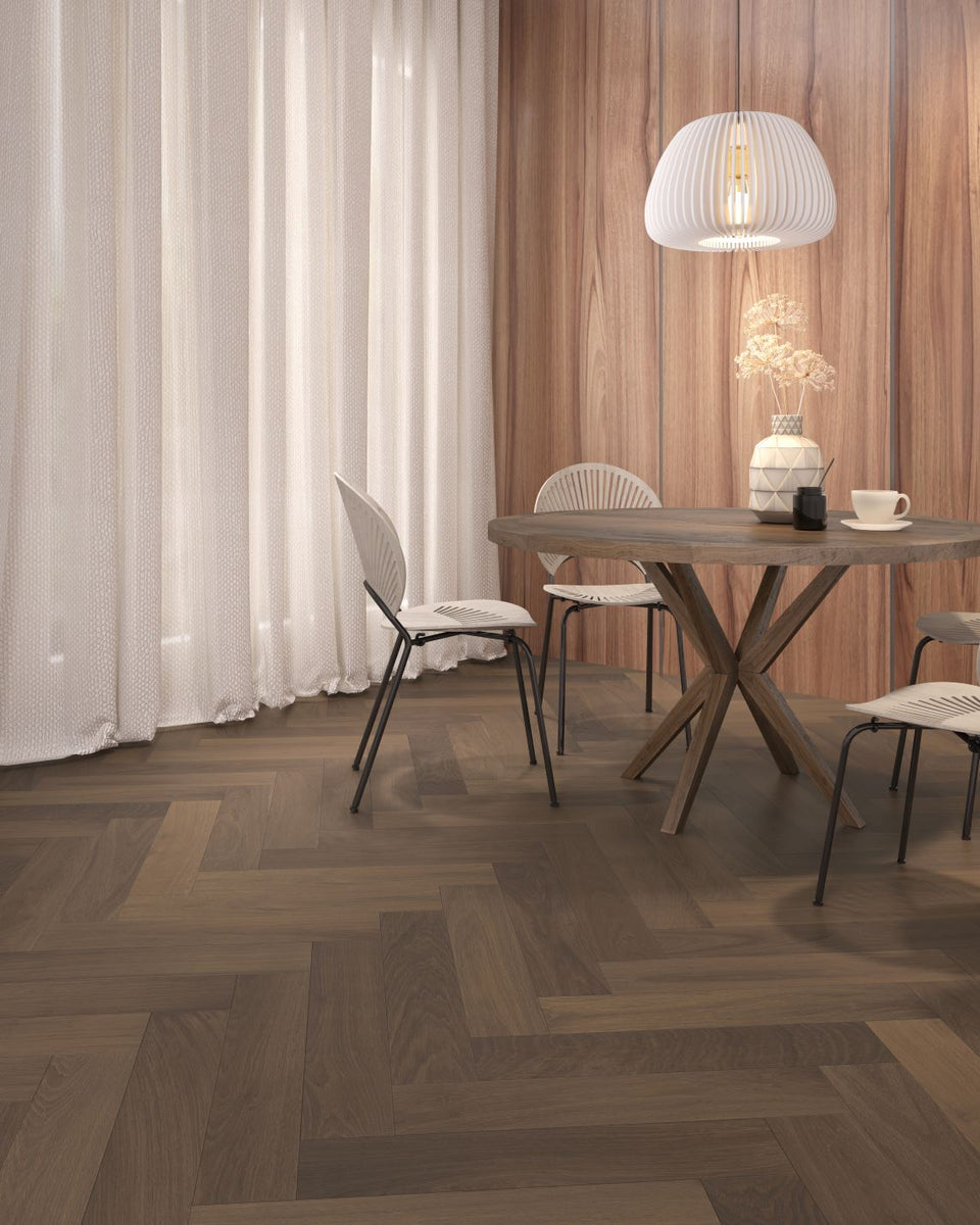 Smoked Chestnut Herringbone Timber – Eastern Flooring Centre